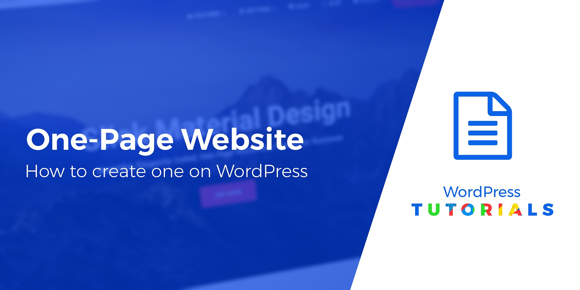 How To Make One Page Website In Wordpress