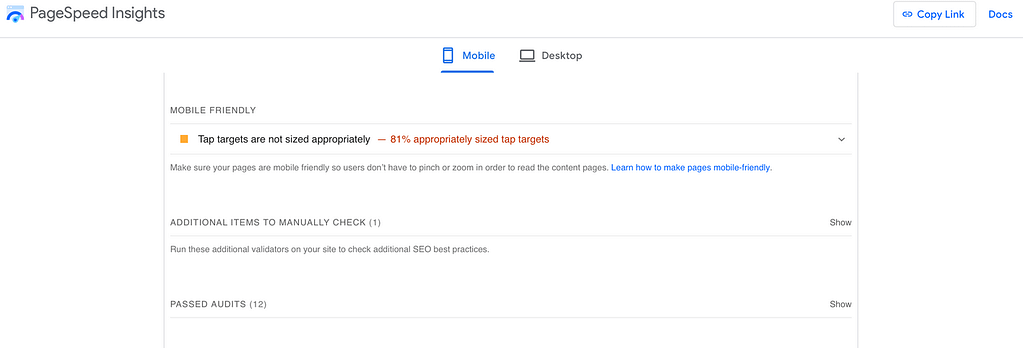 How to Fix “Tap Targets Are Not Sized Appropriately” on WordPress