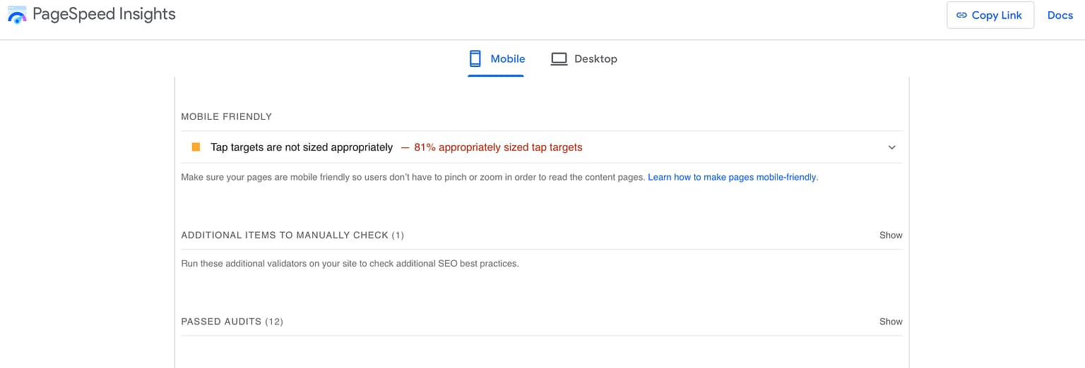 How to Fix “Tap Targets Are Not Sized Appropriately” on WordPress