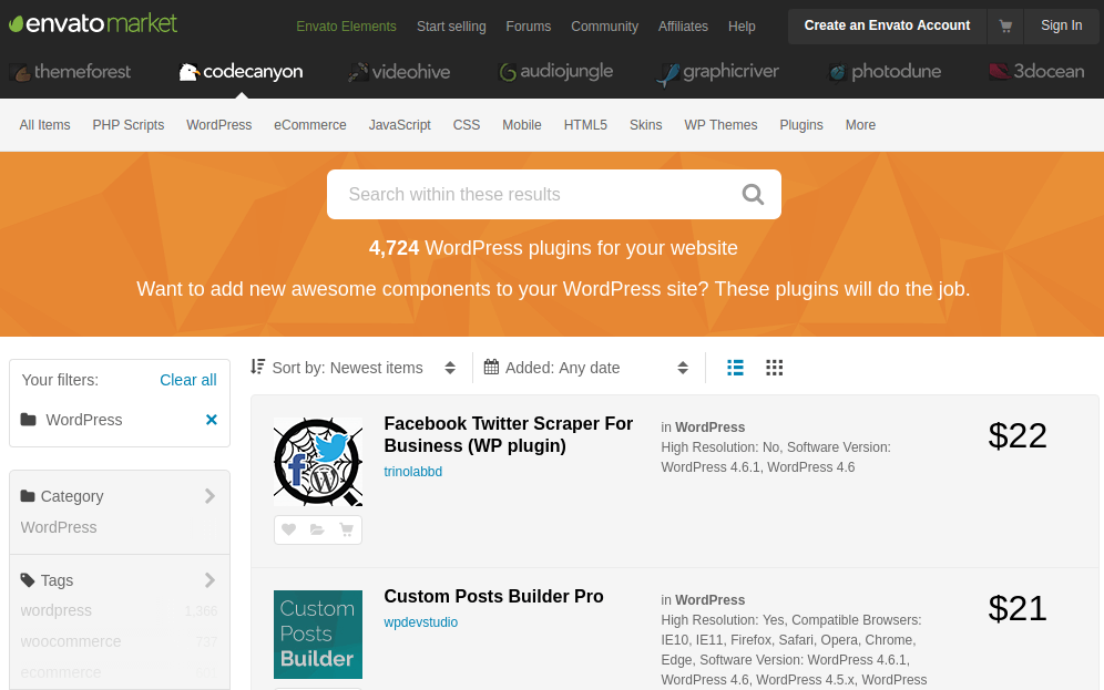 WordPress Plugin Marketplace: CodeCanyon, Creative Market, or MOJO?
